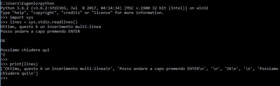 Importare un input di più linee in Python - Eugenio Nappi